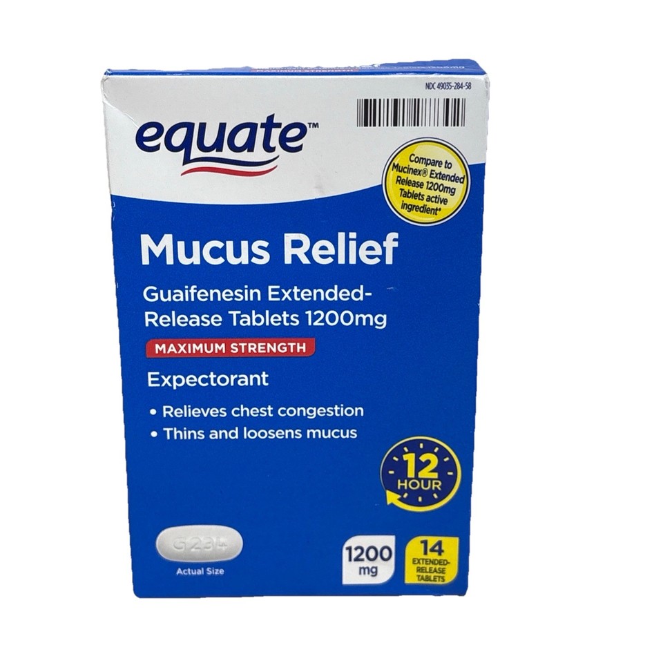 Equate Maximum Strength Mucus Relief - 14 Extended Release Tablets (12 ...