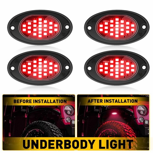Red LED Rock Lights Underbody Trail Rig Glow Lamp Offroad SUV Pickup ...