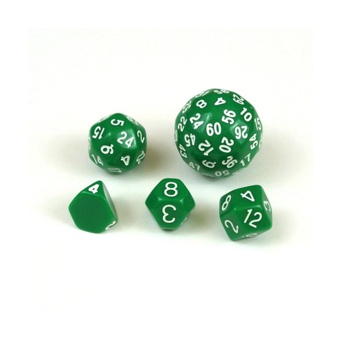 Dice Lab Dice Unique Dice Set - Green w/White (5) New | eBay