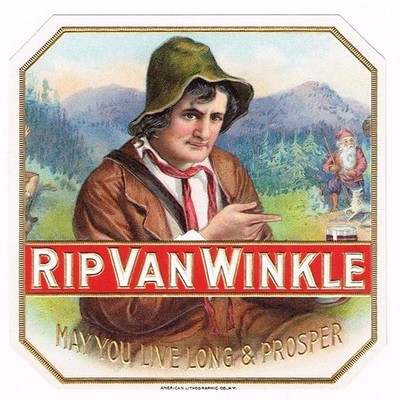 ORIGINAL 1900 CIGAR BOX LABEL ANTIQUE RIP VAN WINKLE LIVE LONG AND ...