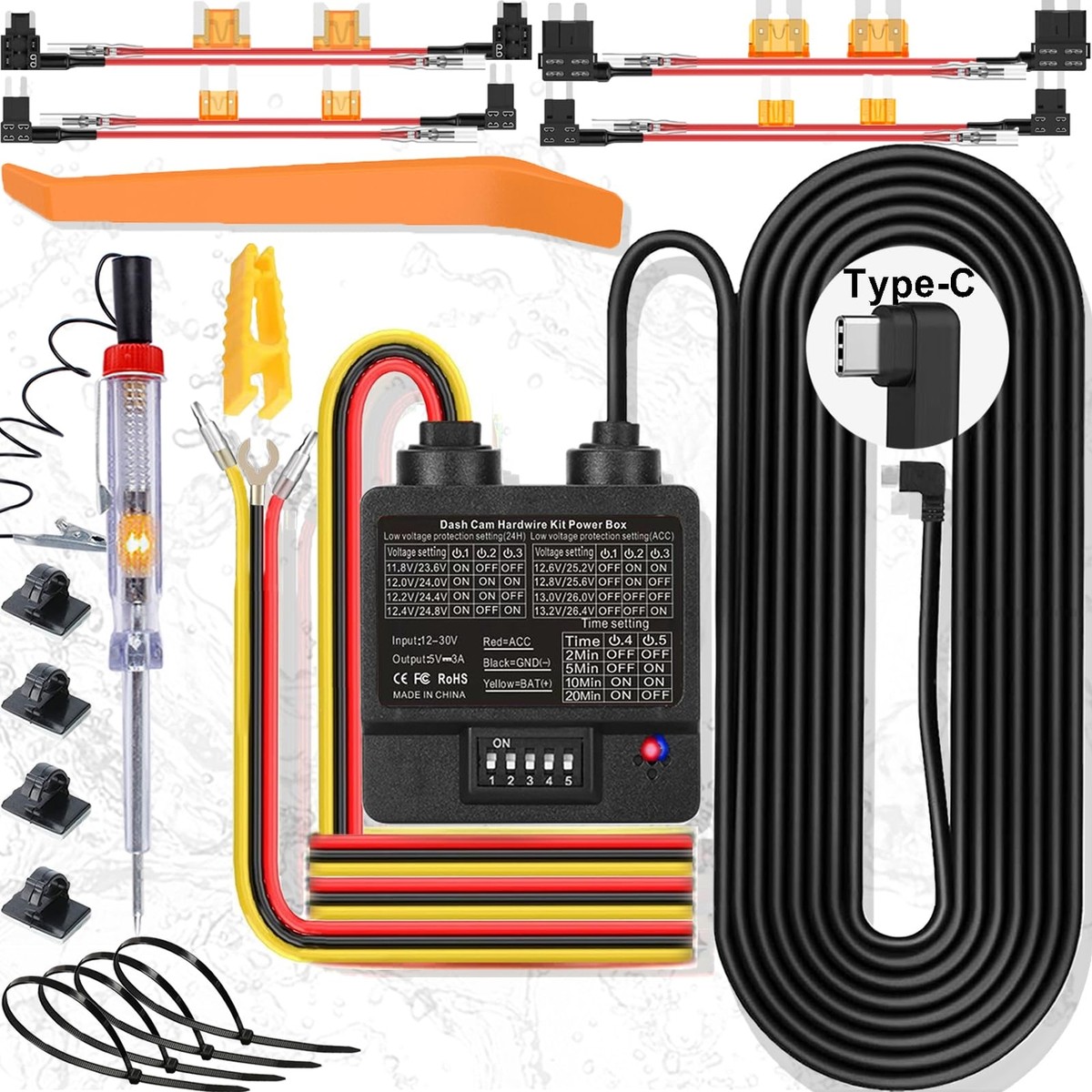 Hardwire Kit Dashcam With Parking Mode WOLFBOX Dashcam Hardwire Kit For ...