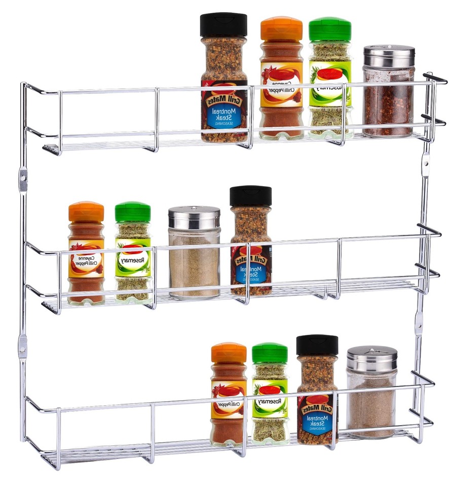 Spice Herb Rack Kitchen Cupboard Door Wall Storage Organiser 1-6 Tier ...