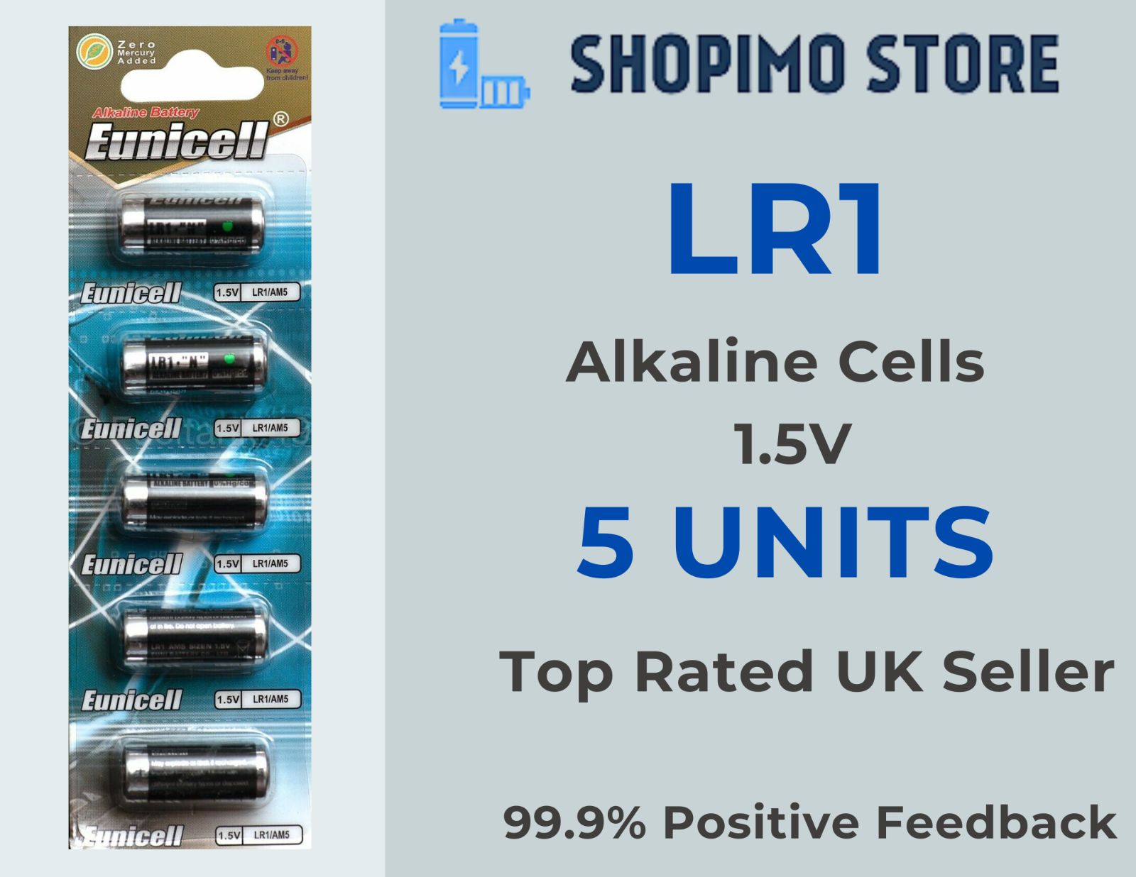 LR1 N size 1.5v MN9100 E90 AM5 Alkaline batteries by Eunicell battery x ...