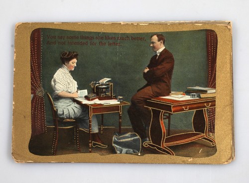 Vintage Postcard Boss and Secretary Uncomfortable Office Environment | eBay