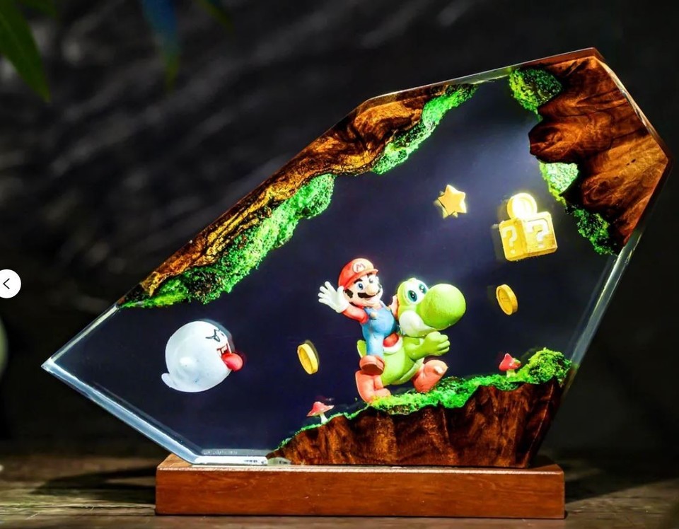 Super Mario Resin Lamp, Mario Decor, Gift for Him, Birthday Gift, Desk ...