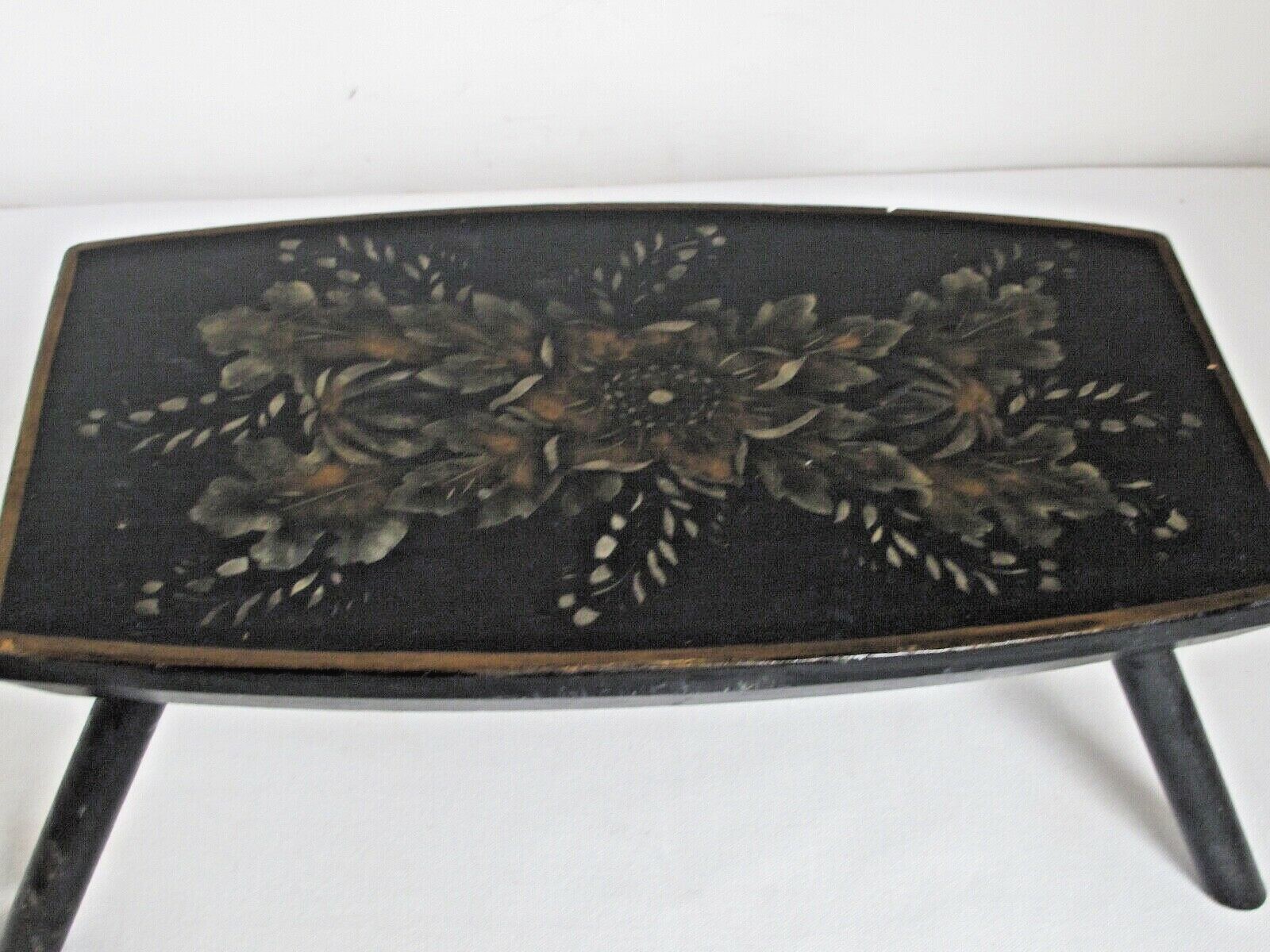 Antique Small Wood Stencil Painted Foot Stool | eBay