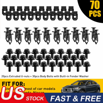 70PCS Engine Under Cover Splash Shield Guard For Nissan Body Bolts & U ...