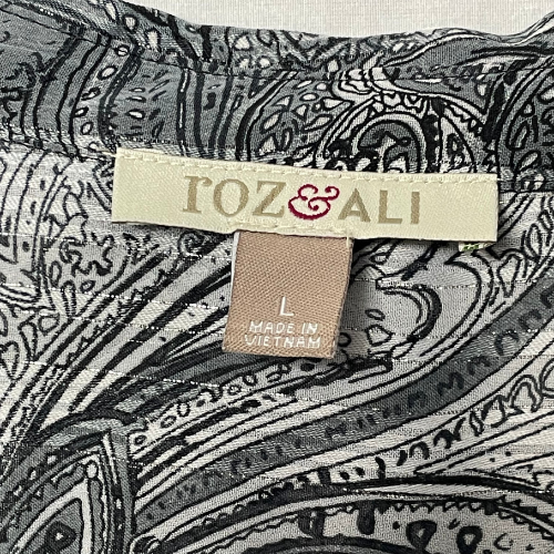 2 Roz & Ali Large Tops Button Up Semi Sheer Paisley Pockets Roll Tab ...
