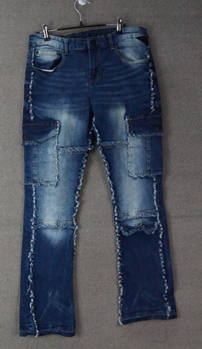 GOOD THINGS LAST 4EVER GTL4 Mens Blue Distressed Cargo Jeans Size 32X32 ...
