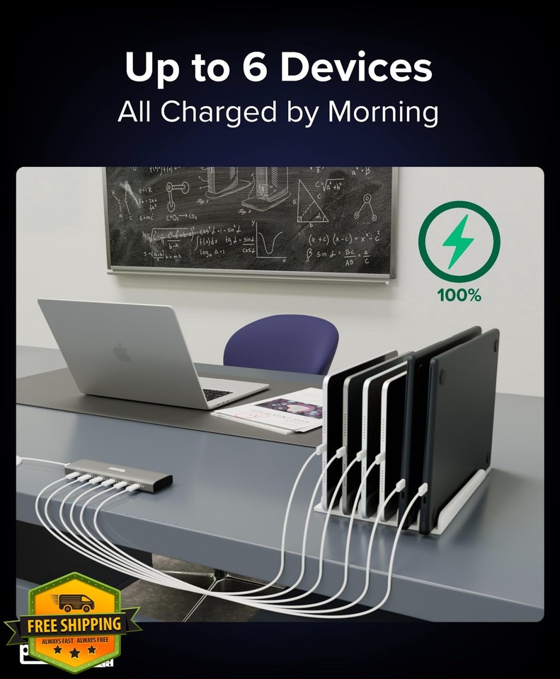 Plugable 6 Port USB C Charging Station 100W | eBay