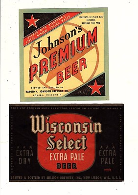 (5)WI Beer Labels- Lot of 5 Johnson's - Wisconsin Select - Breunig's ...