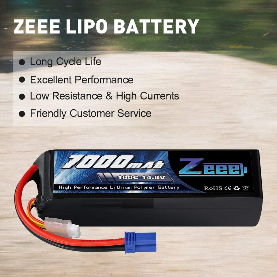 Zeee 4S Lipo Battery 7000mAh 14.8V 100C Soft Case RC Battery with EC5 ...