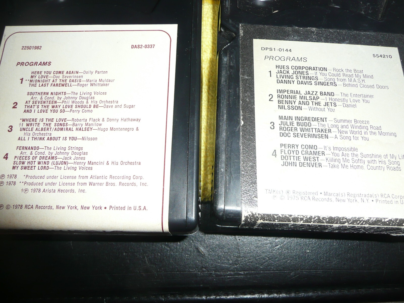 2 vintage 1970's Oldsmobile complementary 8 track tape cassette tapes ...