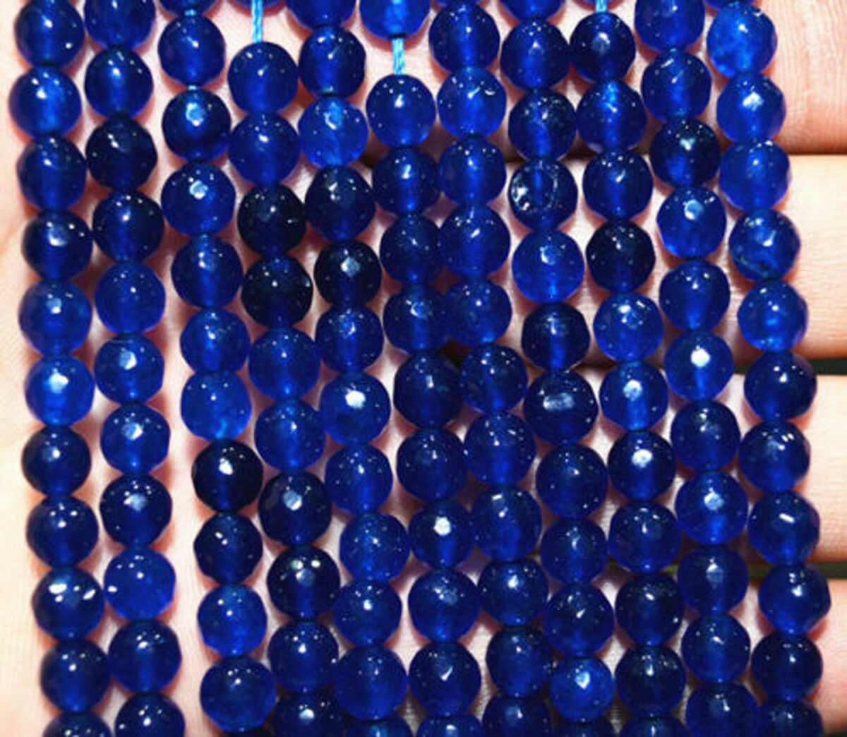 Natural 6mm Faceted Brazil Blue Jade Gemstone Round Loose Beads 15 ...
