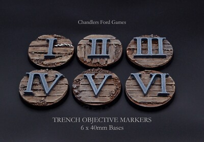 40mm x 6 Trench Objective Markers Warhammer 40k AOS Kill Team Resin ...