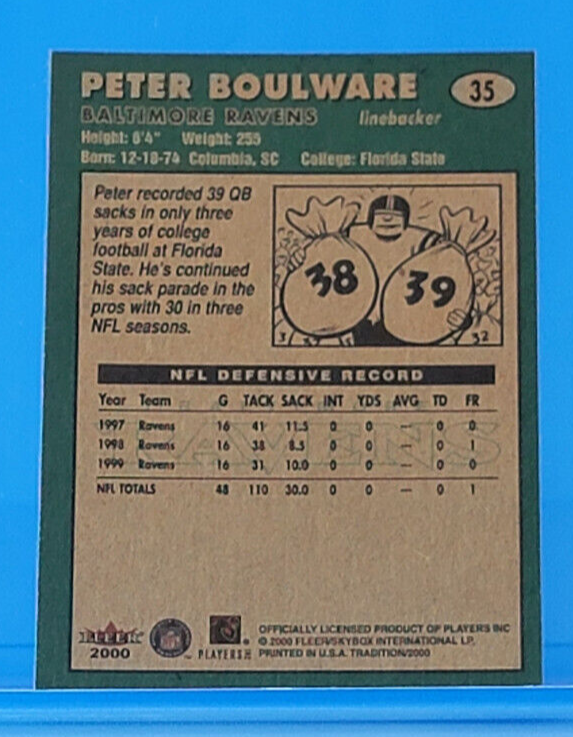 Peter Boulware, LB - Fleer-Tradition / Skybox - Ravens, 2000 - #35 | eBay
