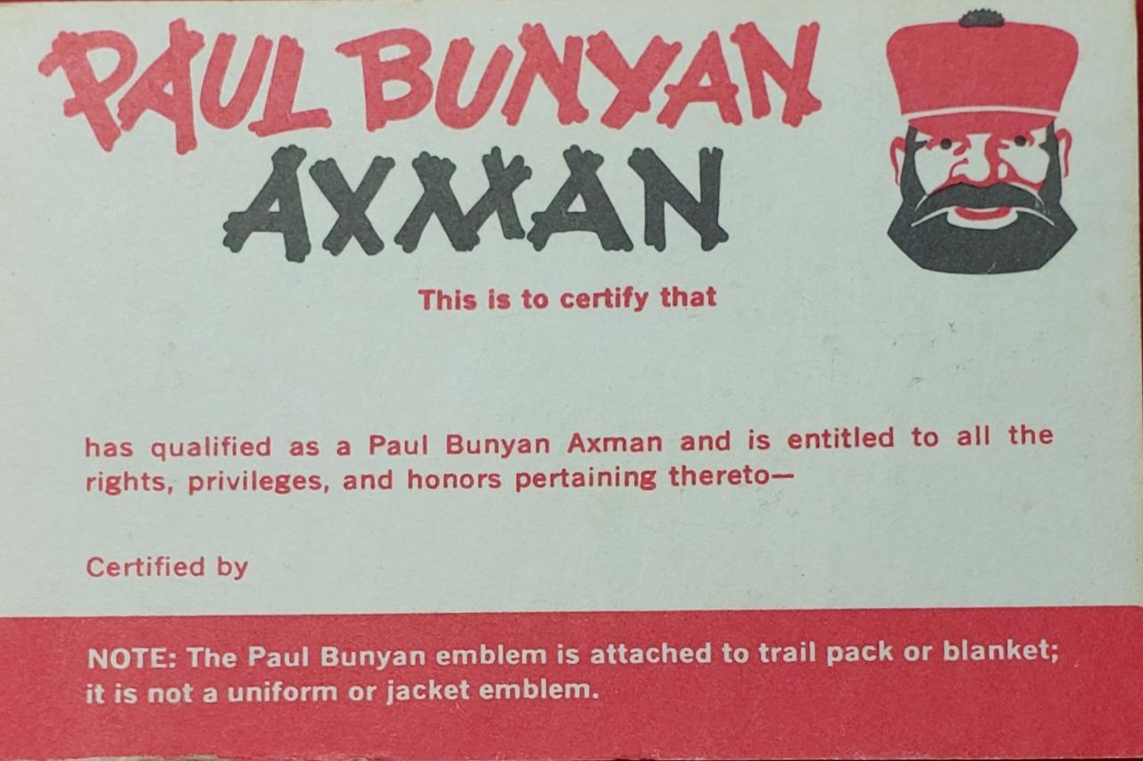 Paul Bunyan Axman Wallet Card 1975 Printing - MINT - BSA/Boy Scouts of ...