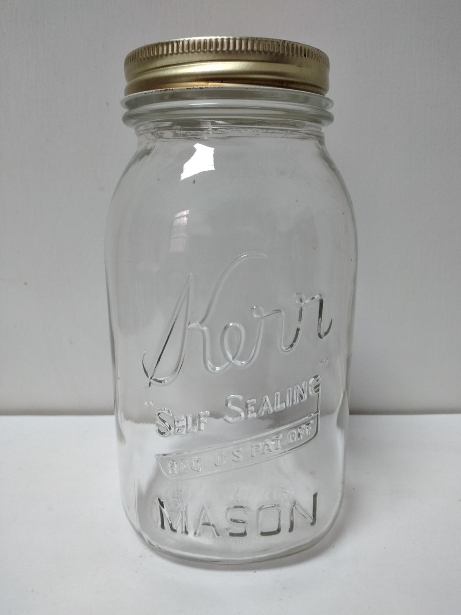 Kerr Mason Jar Logo Two Vintage IMPERFECT Kerr Self Sealing Mason