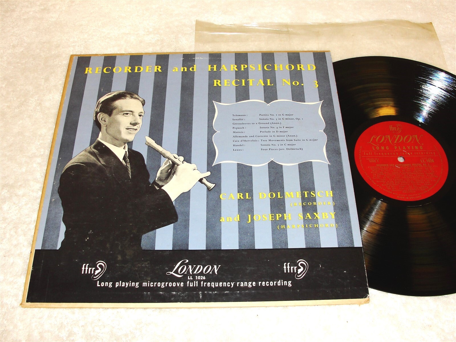 Carl Dolmesch/Joseph Saxby "Recorder & Harpsichord 3" 1954 LP,EX!, LL ...