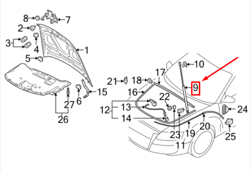 NEW AUDI A6 C6 ENGINE HOOD LIFT SUPPORT STRUT 4F0823359B ORIGINAL 4F0 ...