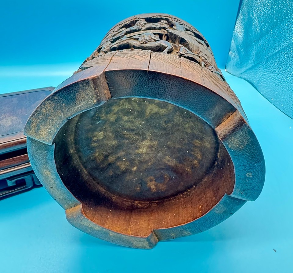 Large Chinese Antique Bamboo Carving Brush Pot | eBay