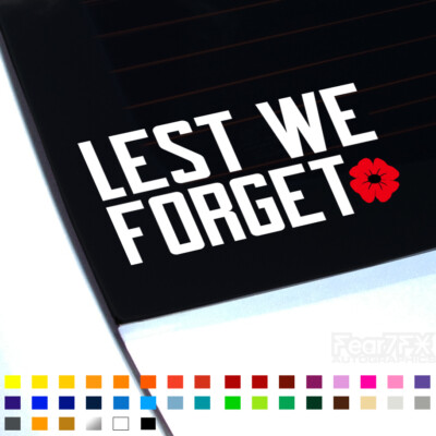 Lest We Forget Car Sticker Decal, Remembrance Memorial Poppy, Vinyl ...
