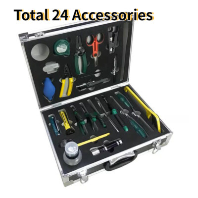24 Accessories Kit Fiber Optical Fusion Splicing Cutter New Cleaver ...