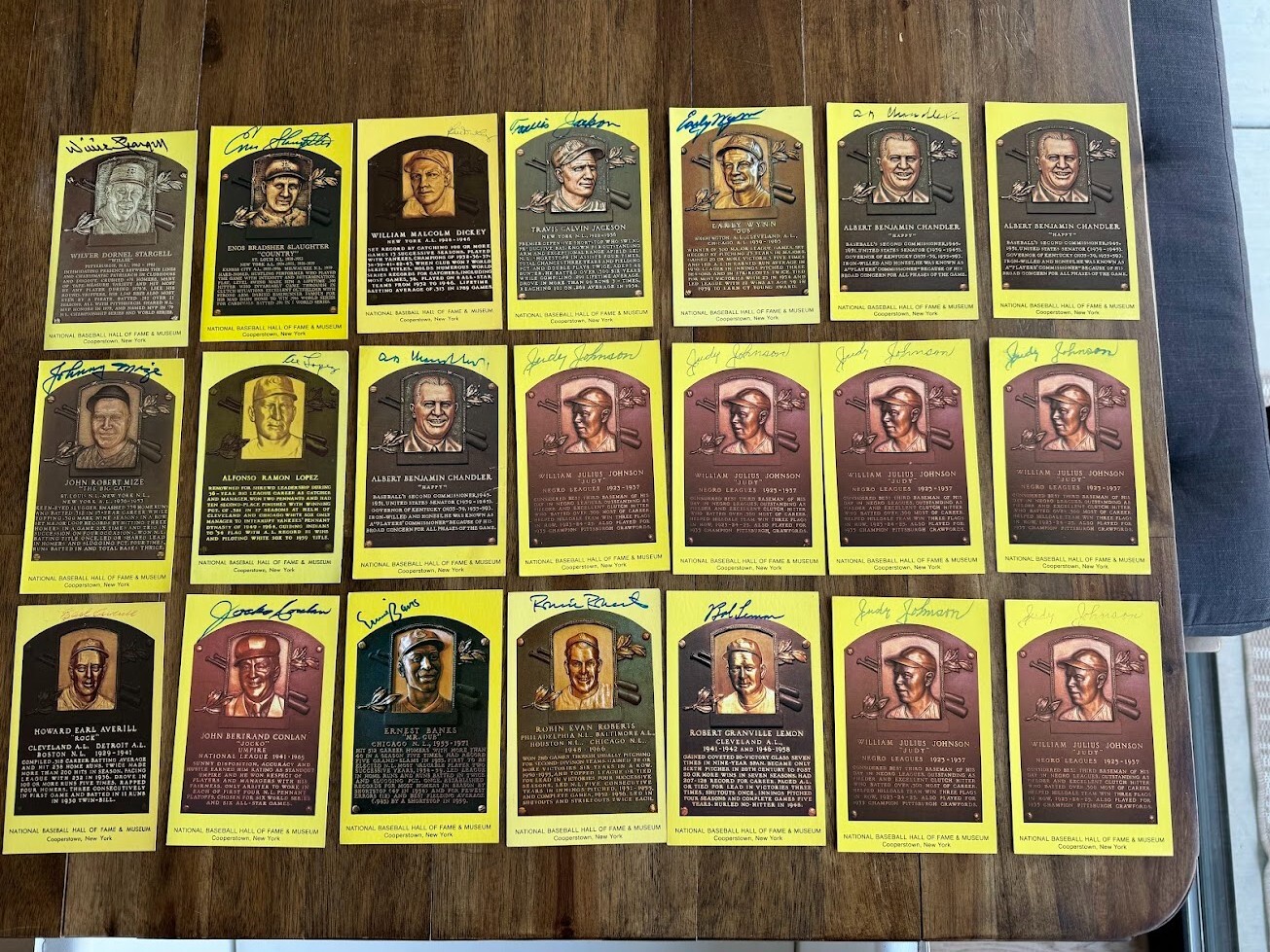 LOT OF Signed Autographed Gold HOF Plaque Postcard National Baseball ...