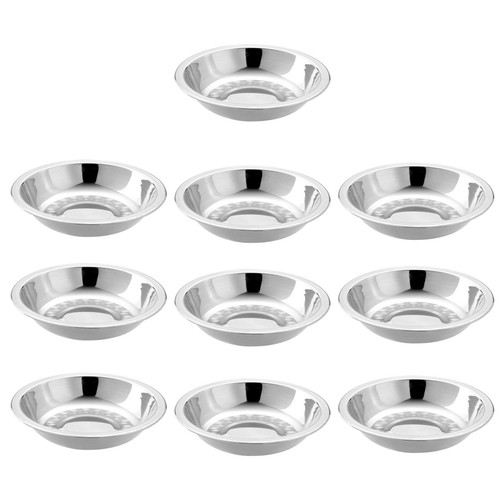 Stainless Steel Round Soy Container Dish Bowl Silver Tone 10cm Dia 8pcs ...
