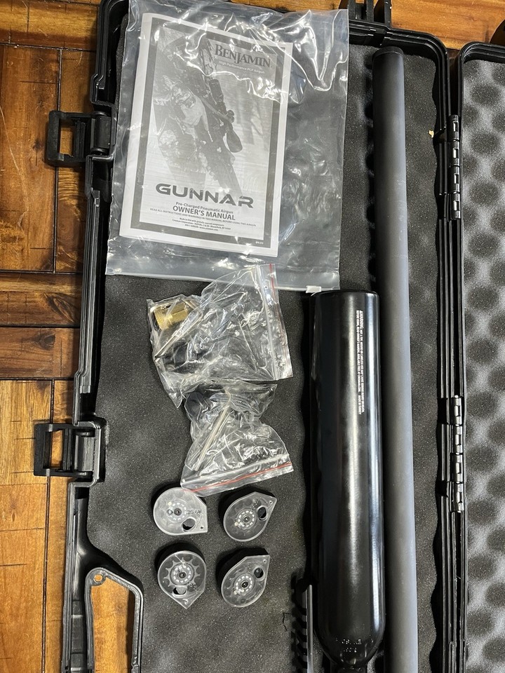 .25 Benjamin Gunnar with Case and Two Extra Magazines. Good Condition ...