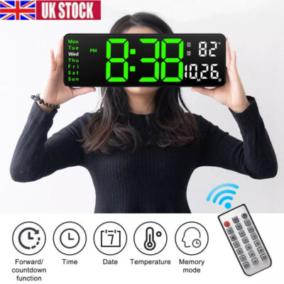 🔥 13" Large Digital Wall Clock with Remote, Large Display LED Wall ...