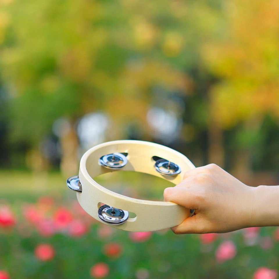 Durable Tambourines Wooden Handheld Tambourines with Jingle Bells for ...