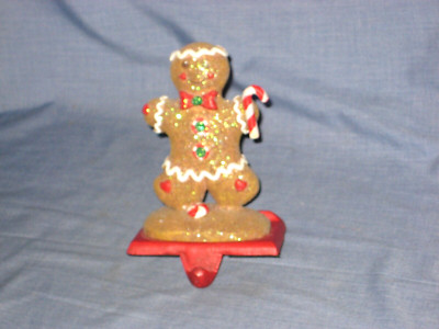 #2317 - CHRISTMAS STOCKING HOLDER, HANGER - SPARKLY GINGERBREAD MAN | eBay
