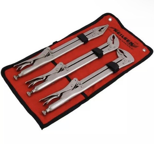15" Extra Long Locking Pliers Straight Bent Nose Set Mole Grip Clamp ...