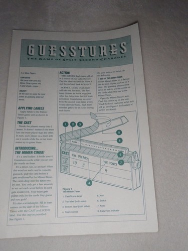 Replacement Instructions Only for 1990 Milton Bradley GUESSTURES | eBay