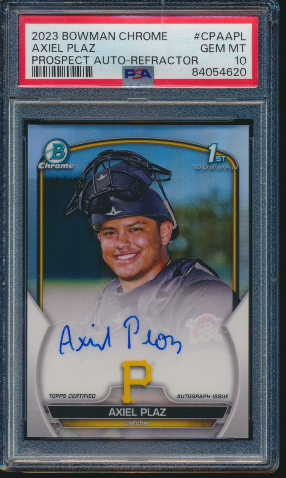 PSA 10 AXIEL PLAZ AUTO 1st 2023 Bowman Chrome REFRACTOR/499 PIRATES RC ...