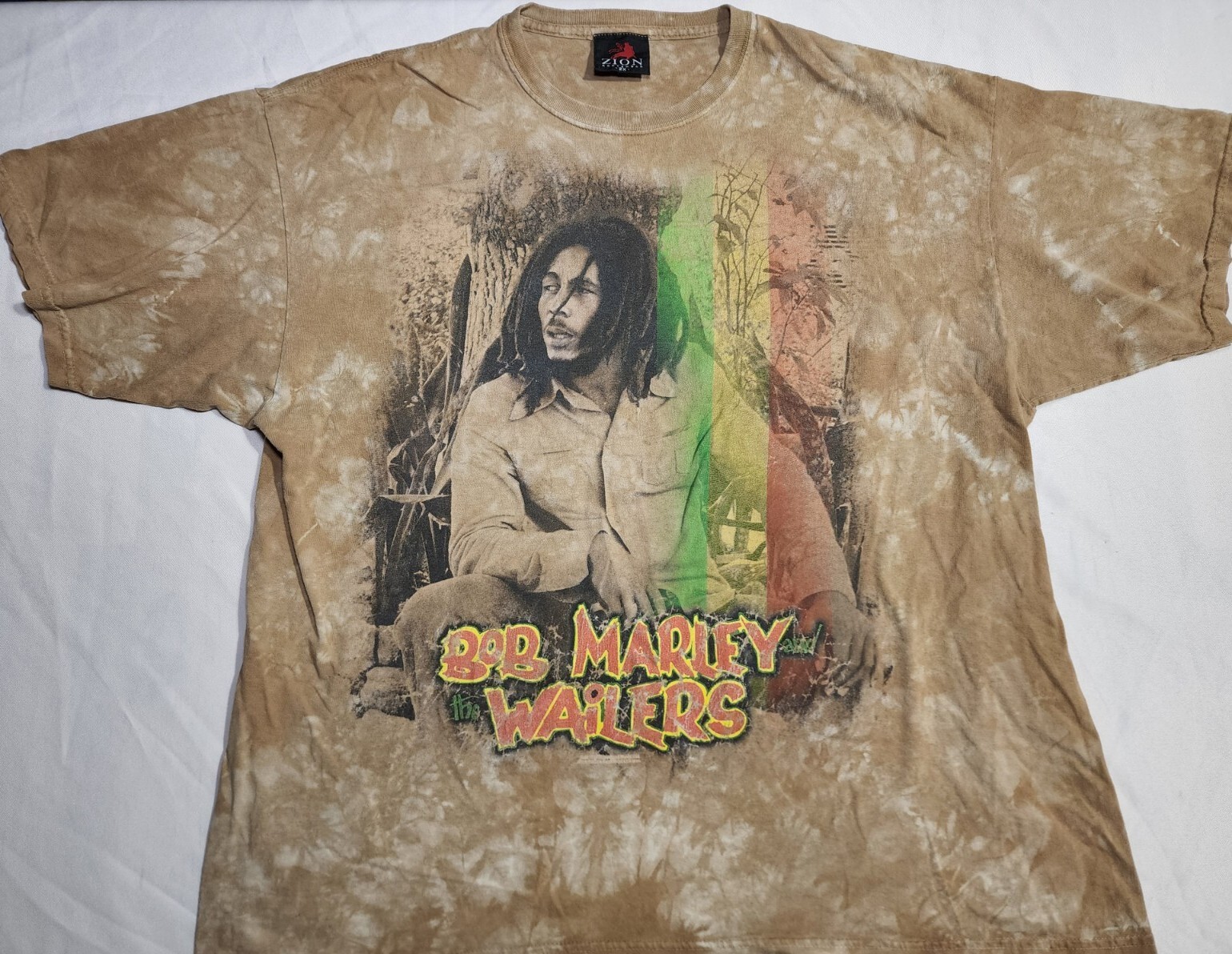 Vintage Bob Marley and the Wailers Tan Tie-Dye T-Shir… - Gem