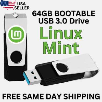 Linux Mint 22.1 Cinnamon OS 64-Bit Bootable USB Live Install PC 64GB ...