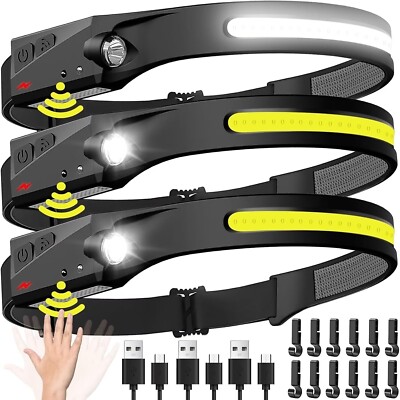 3 Pack LED Night Buddy 230º Rechargeable Headlamp Pro for Outdoor ...