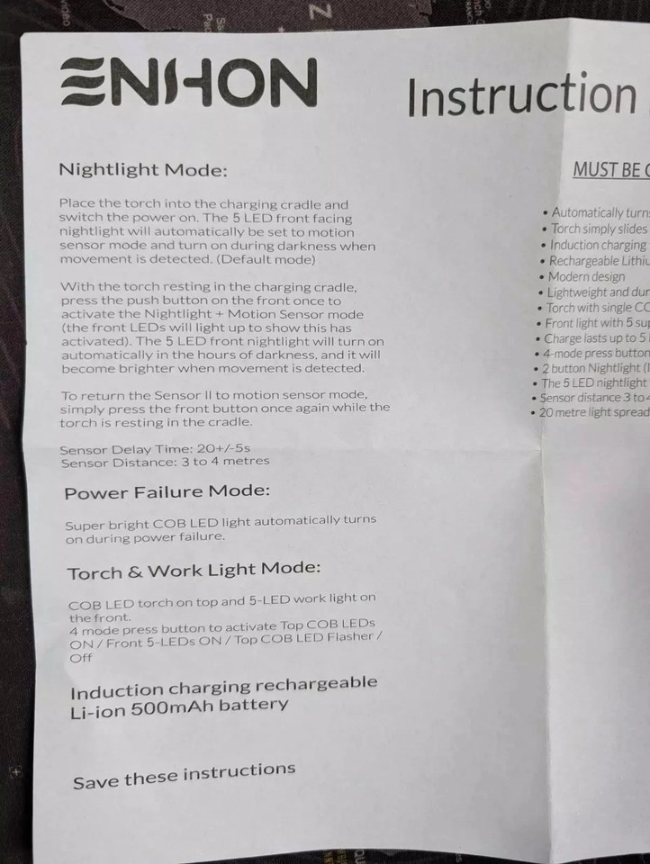 Rechargeable Torch LED Light with Sensor Detector, Night, Plug In Lamp ...