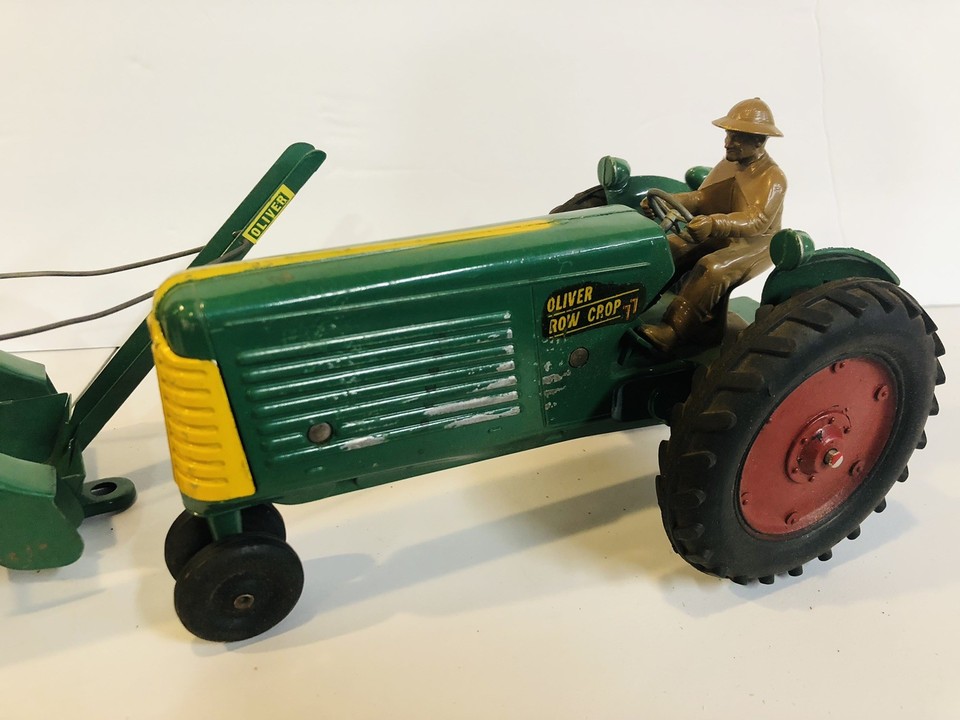 Vintage SLIK Toy Oliver 77 Row Crop Tractor w/ Mounted Corn Picker 1/16 ...
