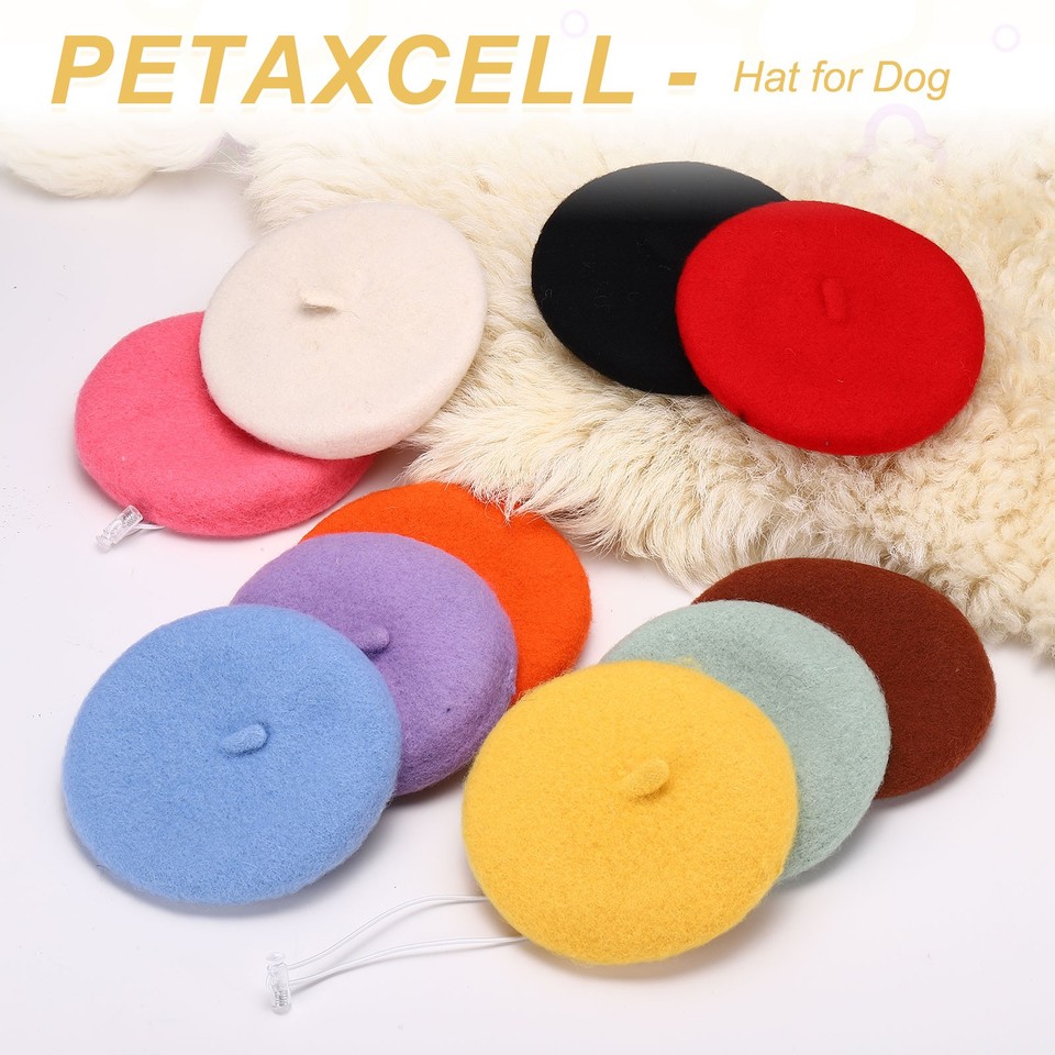 Dog Beret Wool Hat, 5 Inch Dog Hat Pet Berets for Photo Props(Purple ...