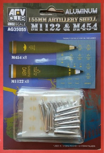 AFV Club AG35055 1/35 scale M1122 & M454 155mm Artillery Shell Aluminum ...