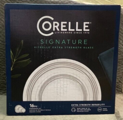 Corelle Signature - Brushed Silver 16 Piece Dinnerware Set, Service for ...
