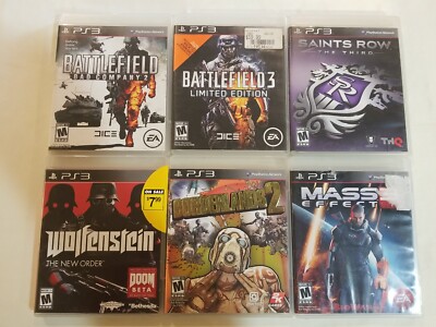 Lot of 6 PlayStation 3 PS3 Video Games BORDERLANDS, BATTLEFIELD, MASS ...