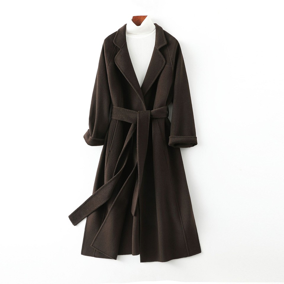 Double Sided Wool Cashmere Coat Women's Long Coat Knee Length Loose ...