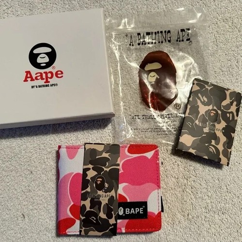 Bape Wallet Mens PINK CAMO Nylon Bi-Fold Bathing Ape Head New | eBay