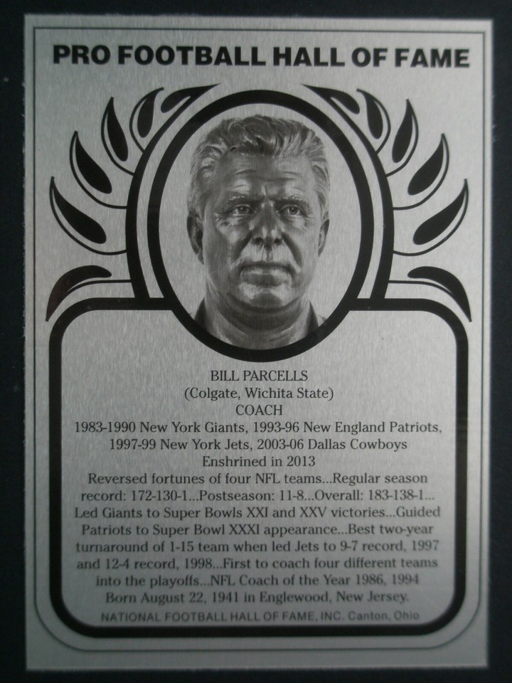 Pro Football Hall of Fame Metal Metallic Bust Cards Mint Aluminum - NFL ...