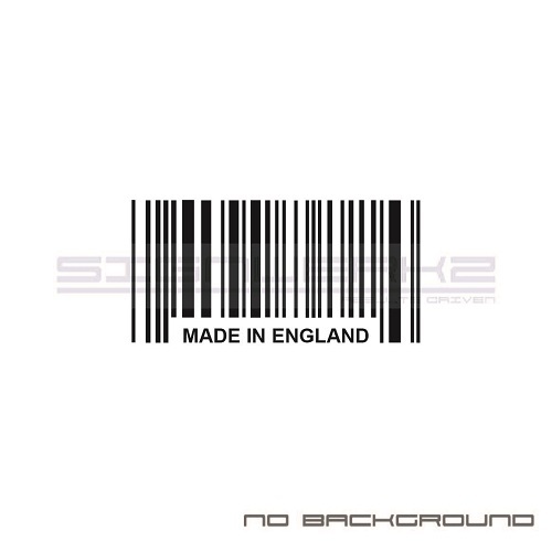 Made In England Bar Code Decal Sticker Racing mini Britain Pair | eBay