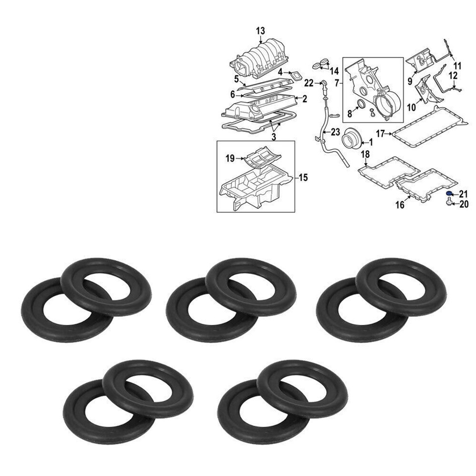 10Pcs Rubber Oil Drain Plug Gaskets Washer Replacement for GM 12616850 ...